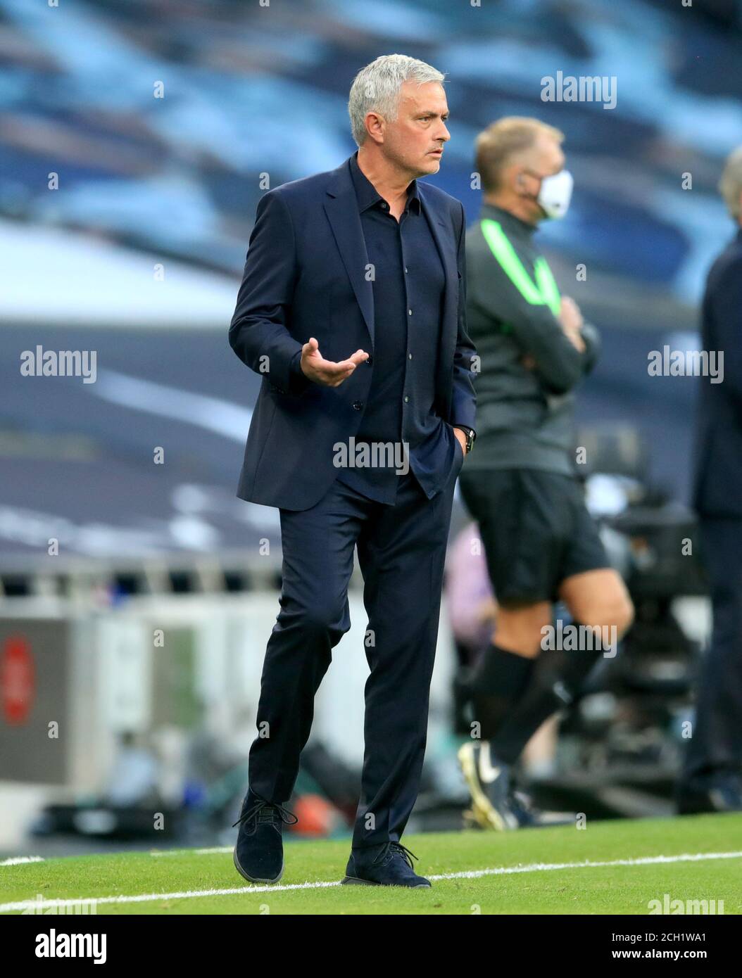 Tottenham Hotspur manager Jose Mourinho gestures on the touchline ...