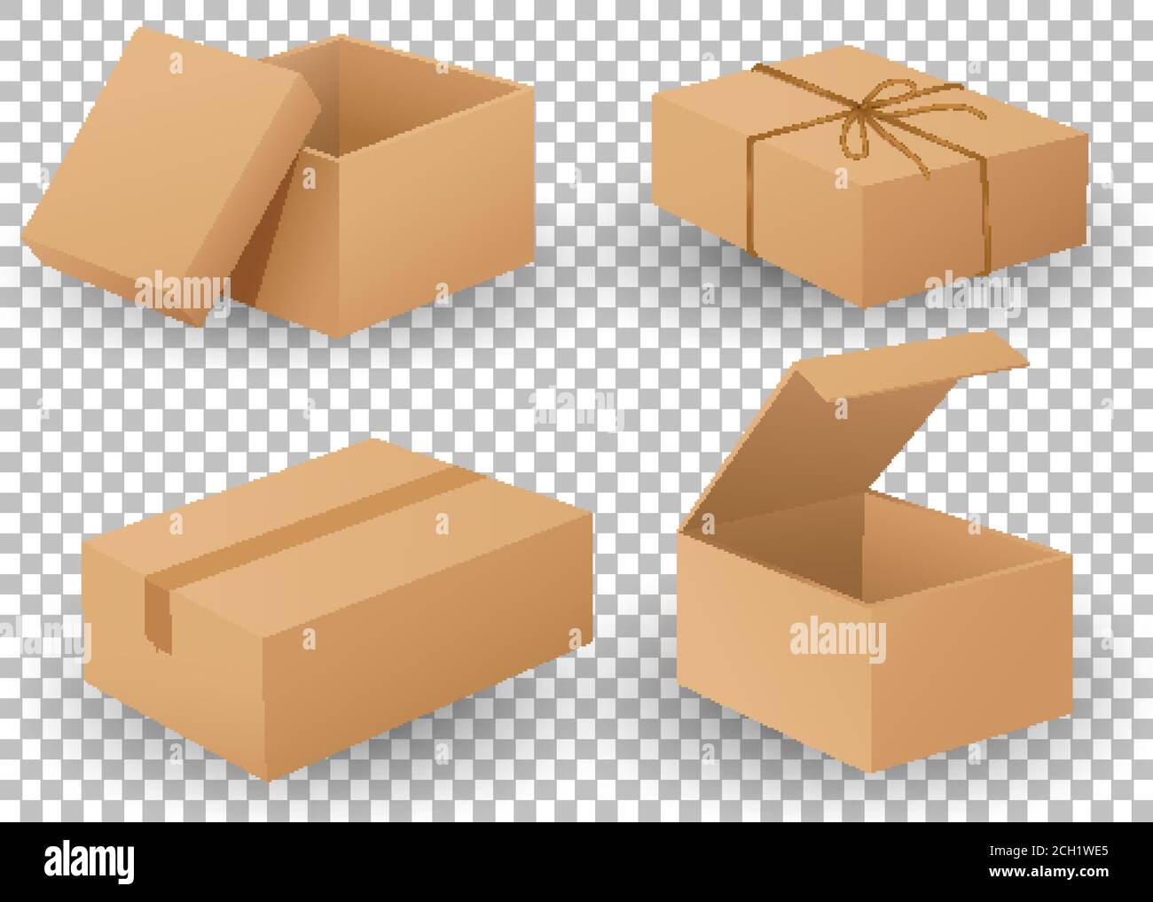 Ilustration of a set of different cardboard boxes illustration Stock ...