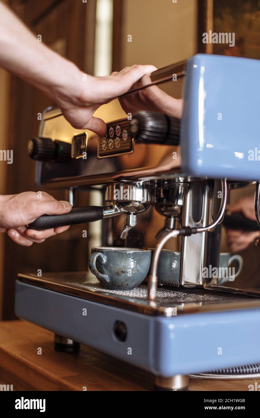 unusual design of coffee machine. close up image. device concept Stock ...