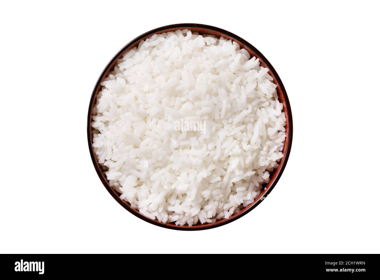 White rice in black bowl isolated on white background, Rice from asia ...