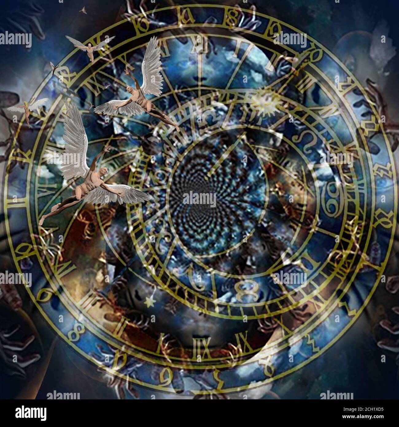 Angels in zodiak ring Stock Photo - Alamy