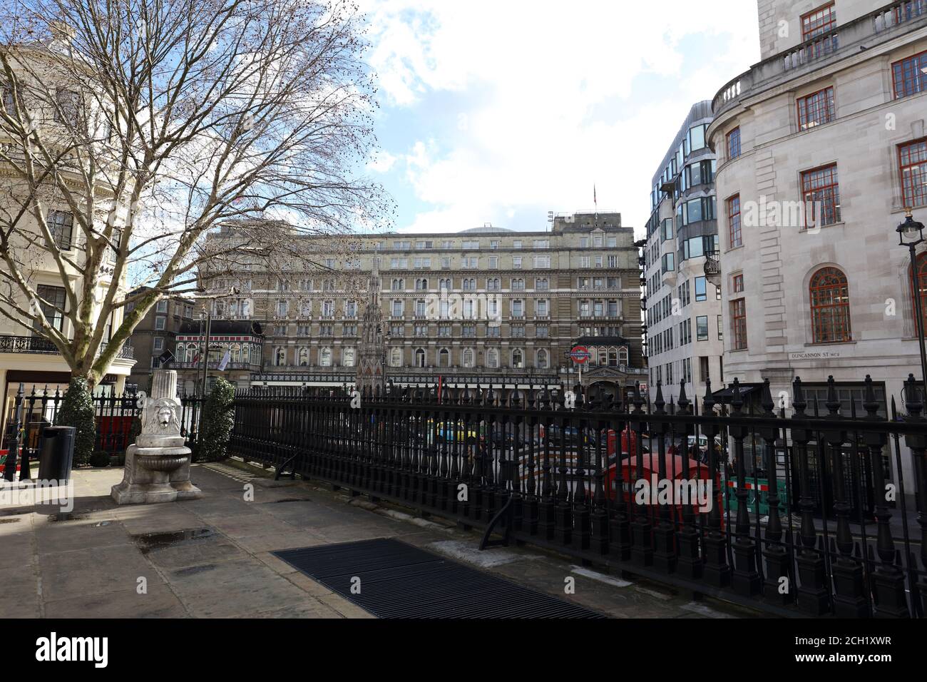 The outside facade of Charing cross railway and underground station ...