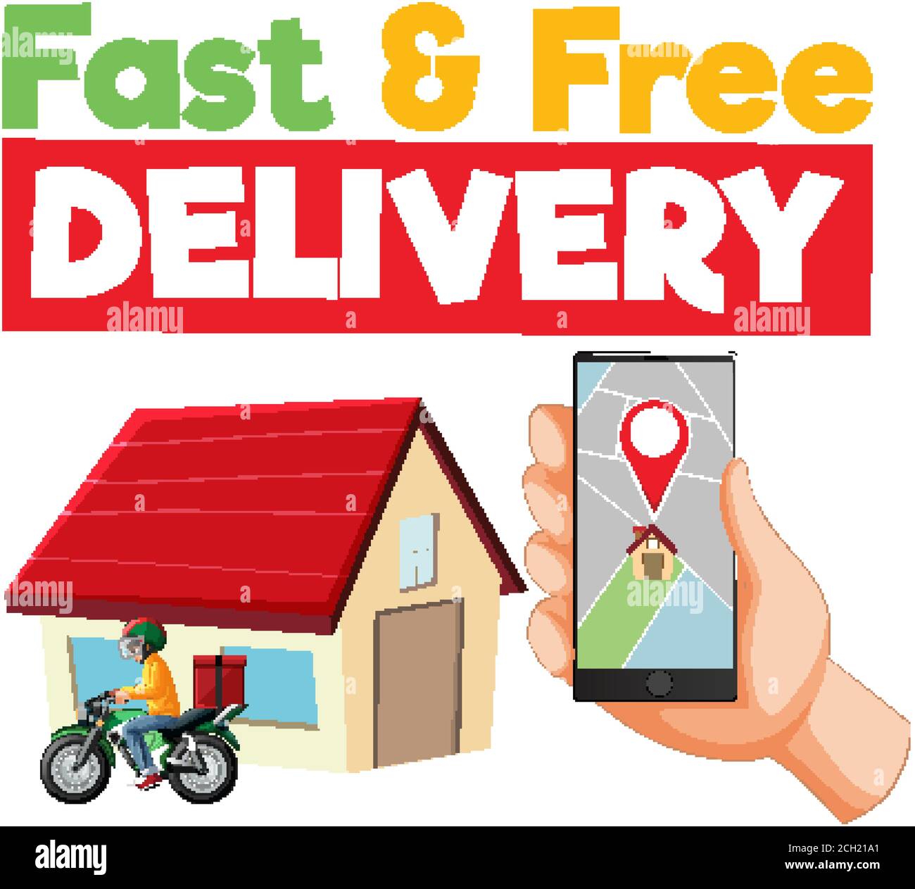 Fast and free delivery logo with smartphone illustration Stock Vector ...