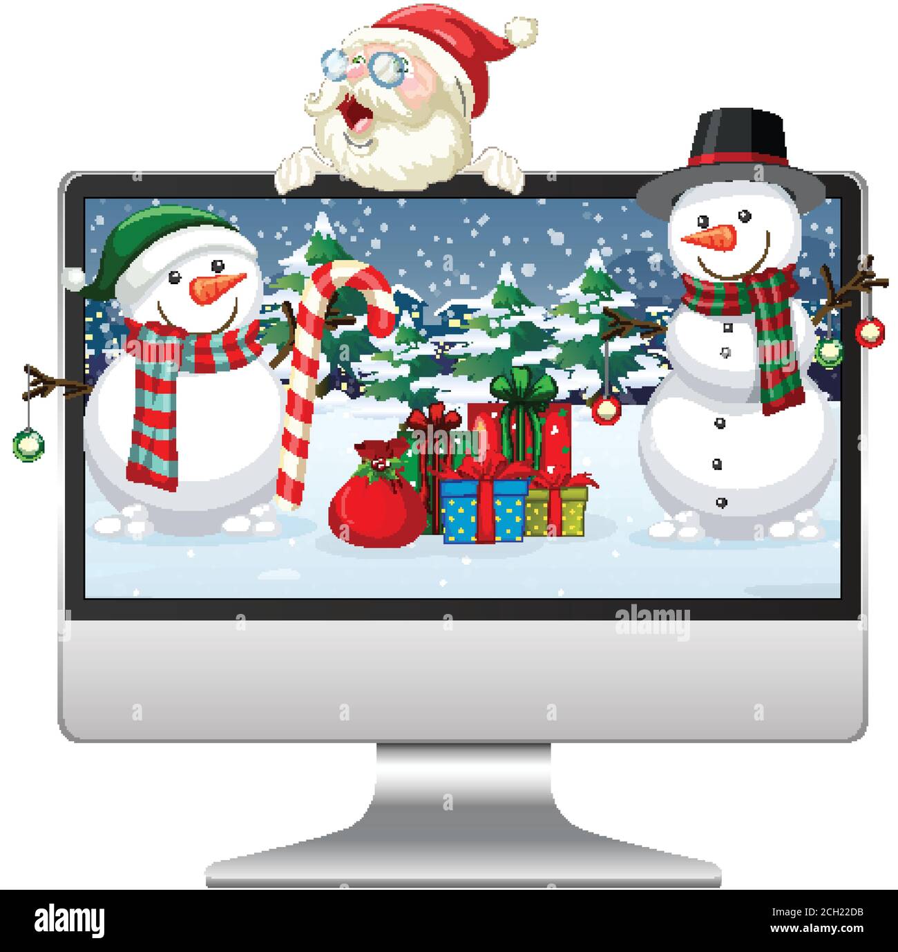 Computer xmas theme desktop background illustration Stock Vector Image ...