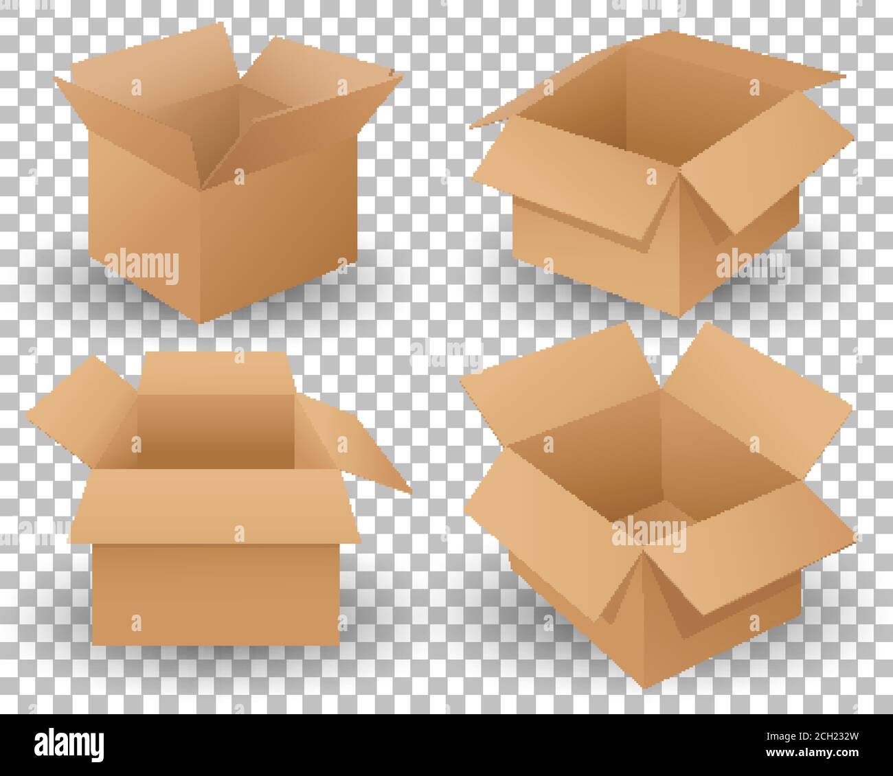 Ilustration of a set of different cardboard boxes illustration Stock ...