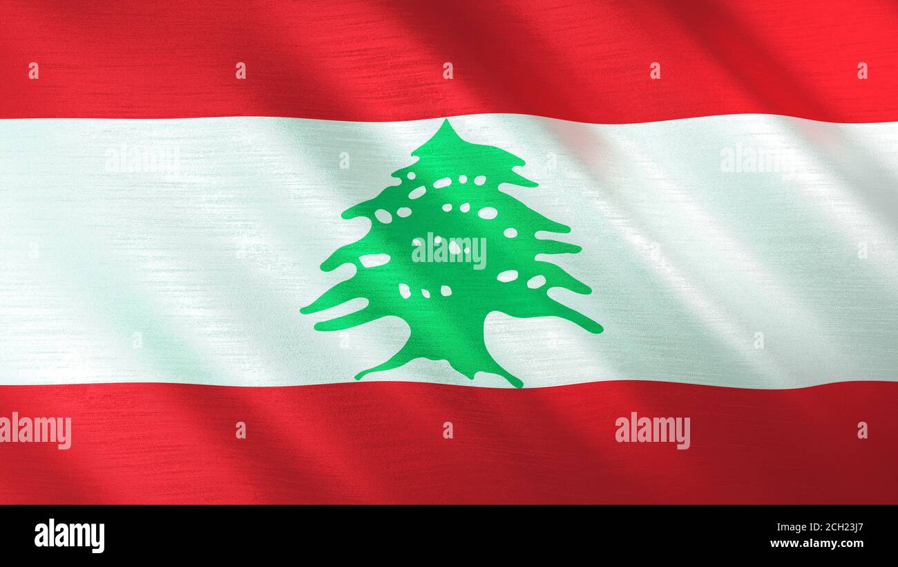 The waving flag of Lebanon. High quality 3D illustration. Perfect for ...