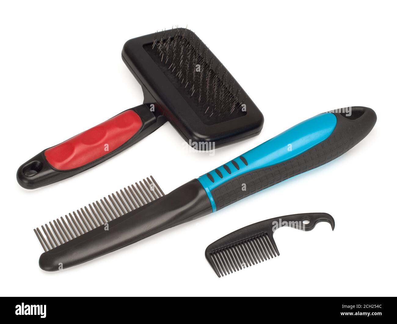 Close-up of a special veterinary tools for dog combing that lie on ...