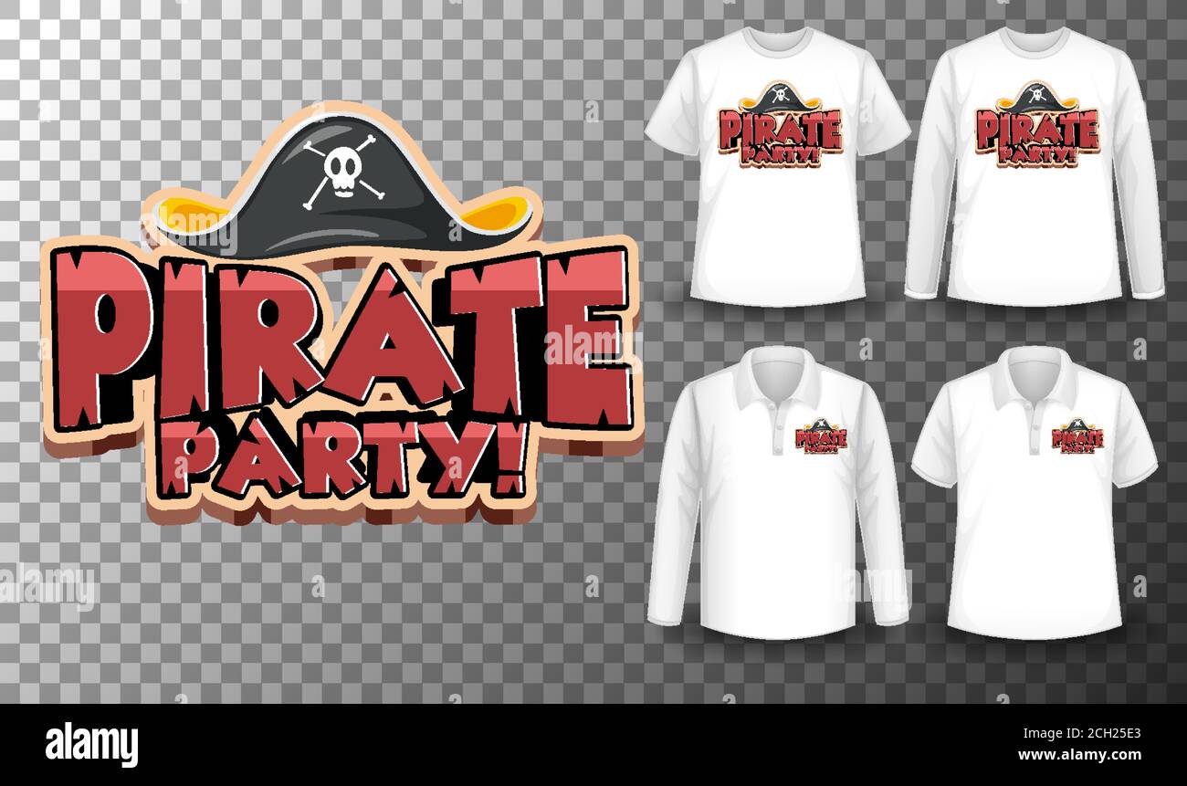 Pirate Party logo with Set of different shirts with pirate party logo ...