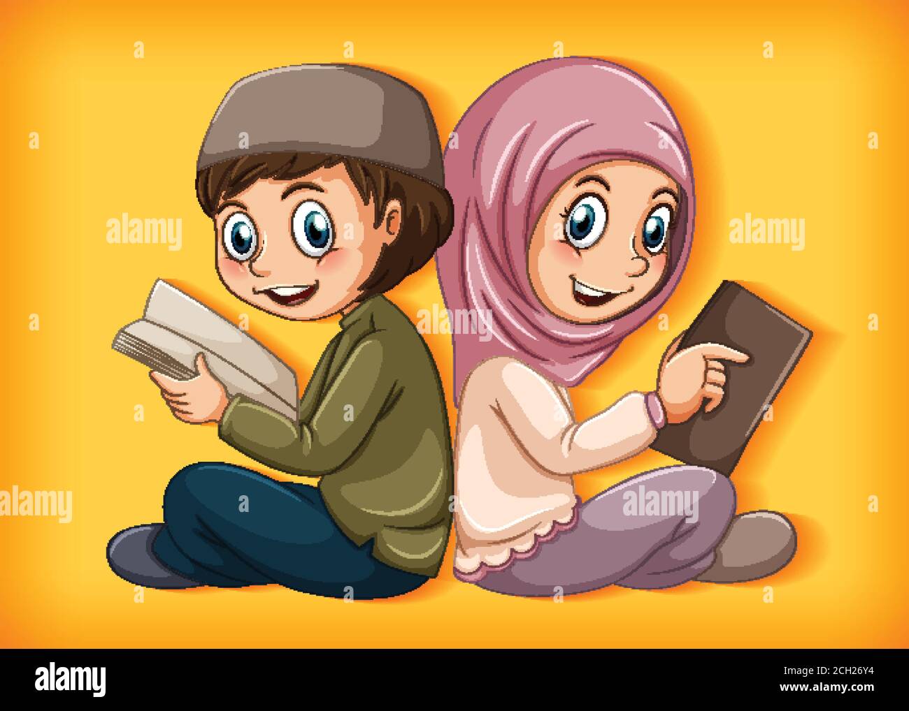 Muslim students reading the book illustration Stock Vector Image & Art ...