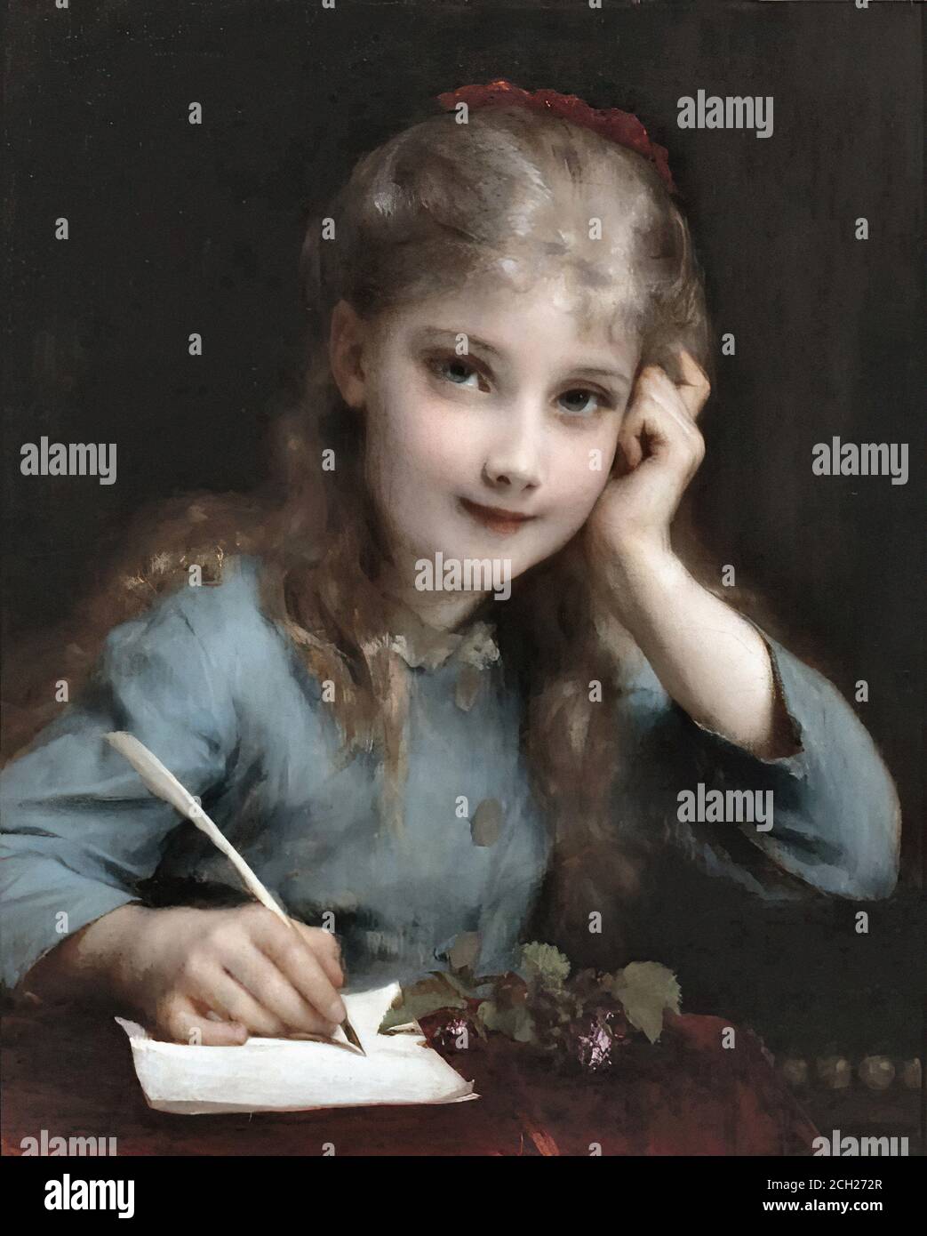 Piot Etienne Adolphe - a Young Girl Writing a Letter - French School ...
