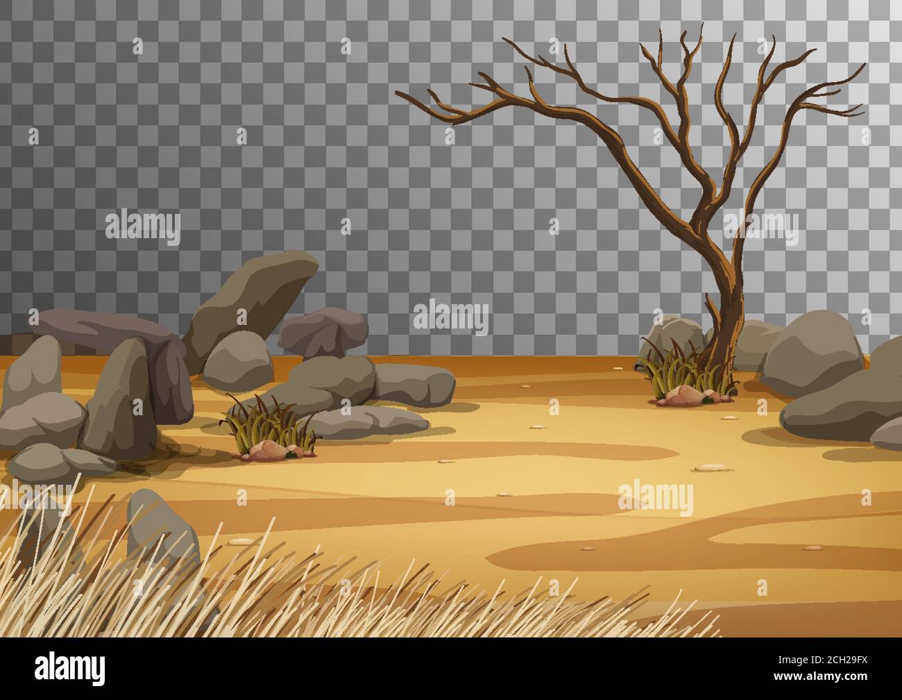 Dry land landscape on transparent background illustration Stock Vector ...