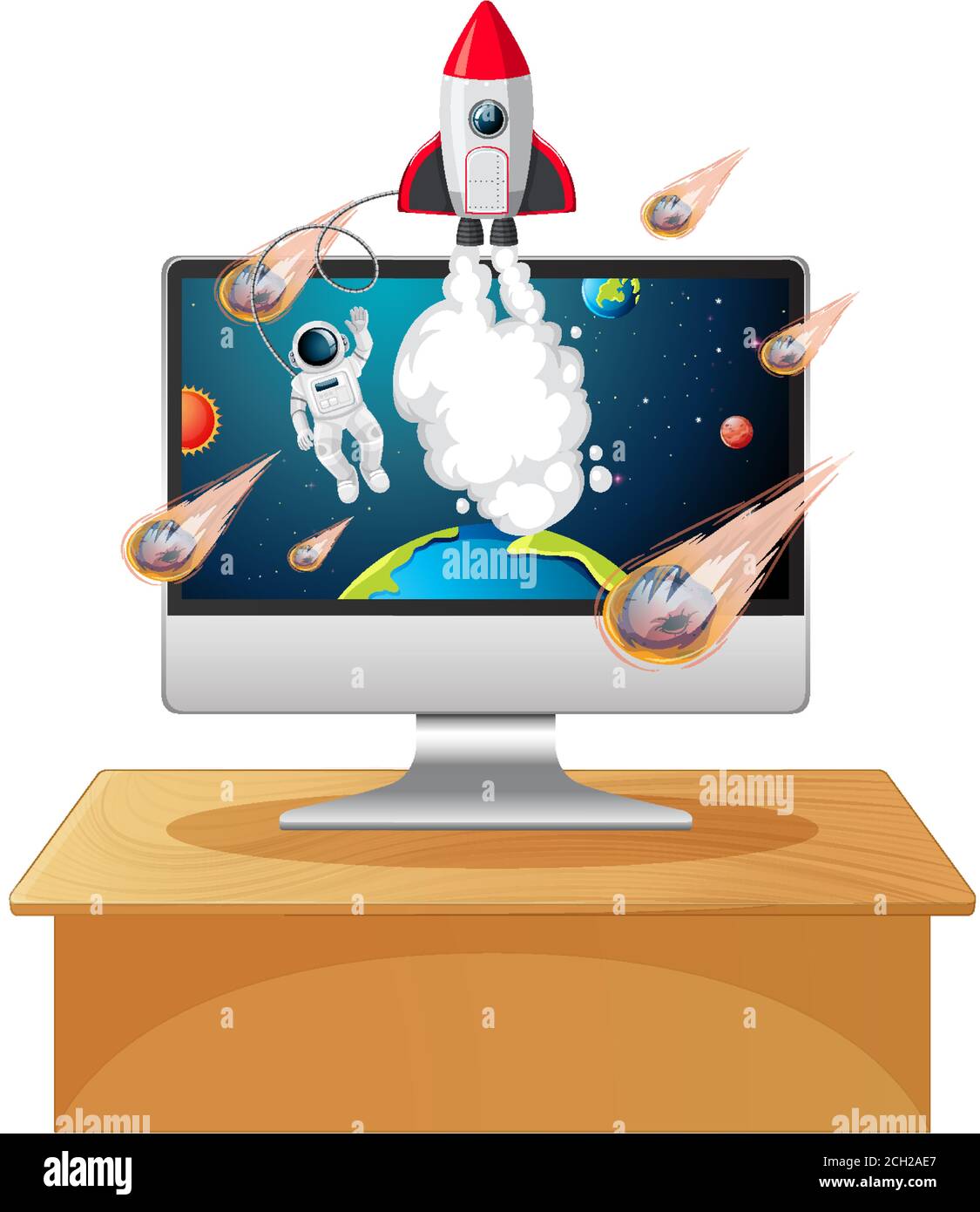 Computer with space scene illustration Stock Vector Image & Art - Alamy