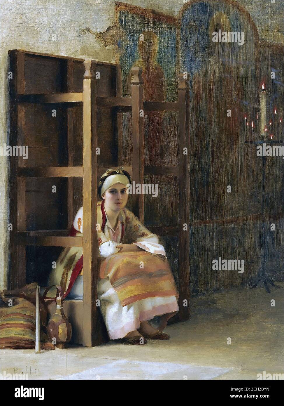 Ralli Theodore Jacques - Girl in a Greek Church - French School - 19th ...