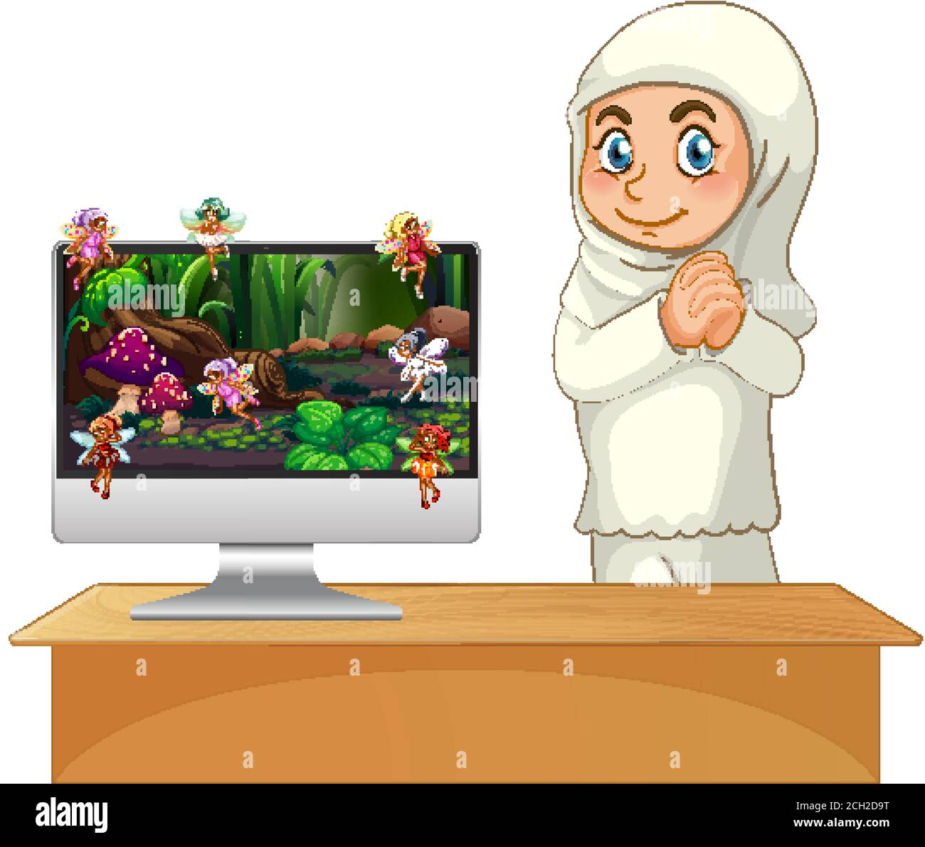 Fairy tale on computer screen illustration Stock Vector Image & Art - Alamy