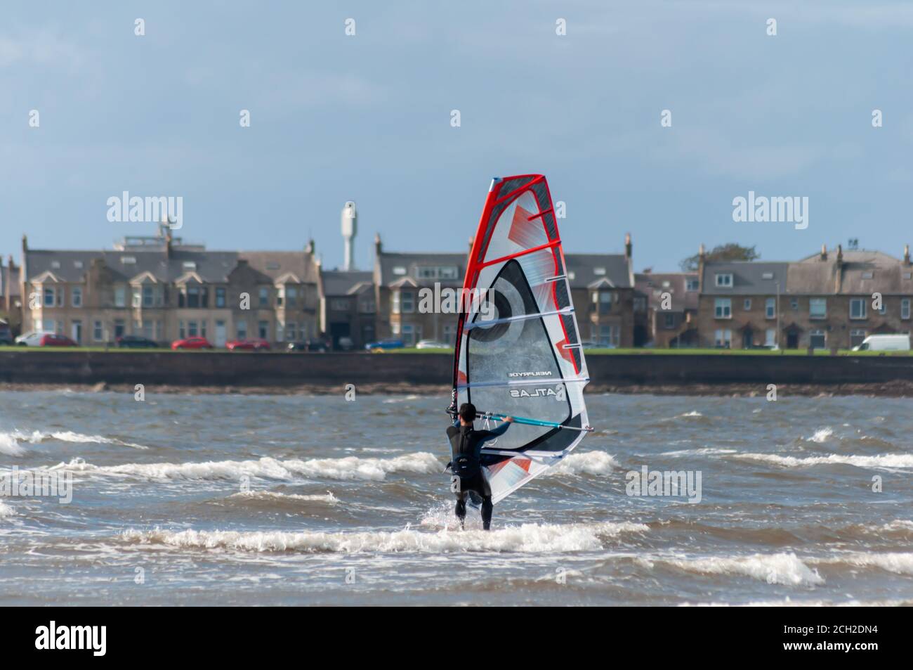 Troon, Scotland, UK. 13th September,, 2020. UK Weather: A windsurfer on ...