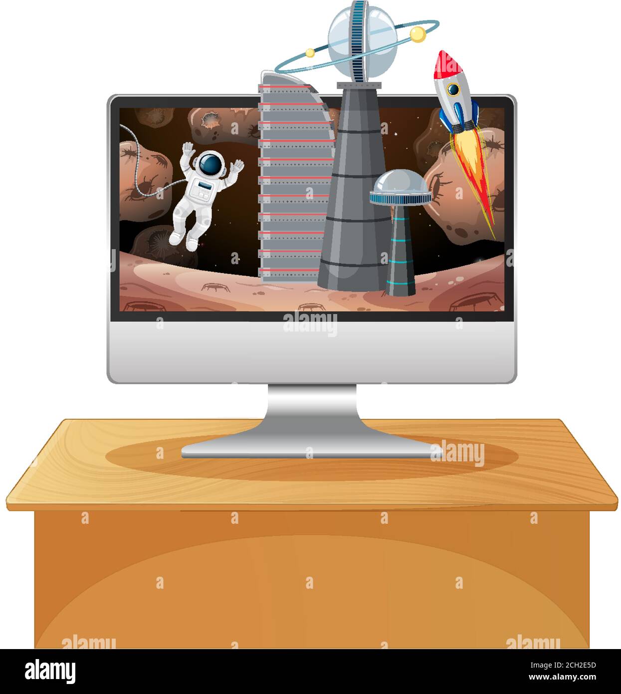 Computer with space scene illustration Stock Vector Image & Art - Alamy