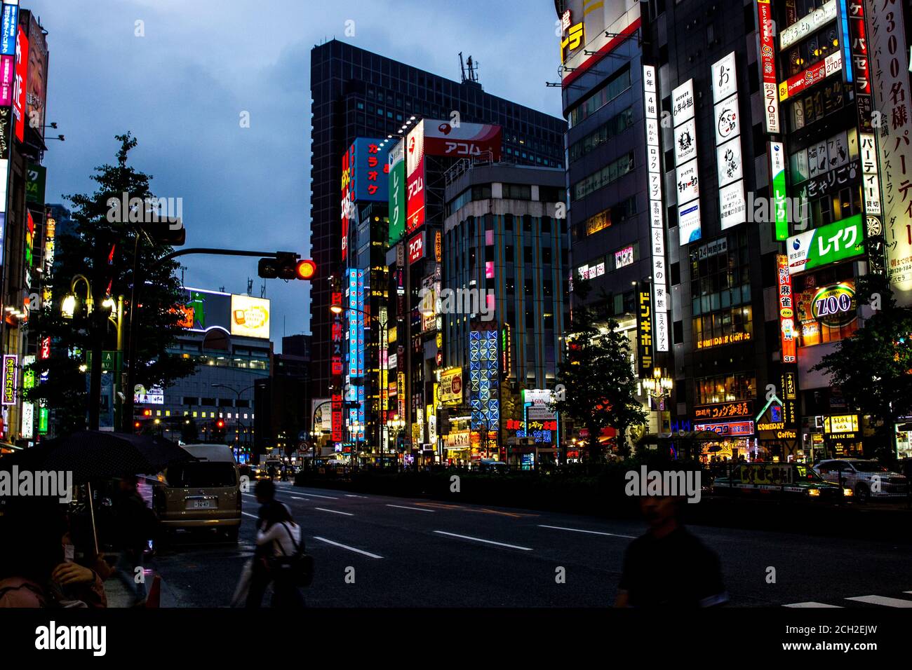 Shibuya, Tokyo Japan - June 2018: Colorful city lights at night in the ...