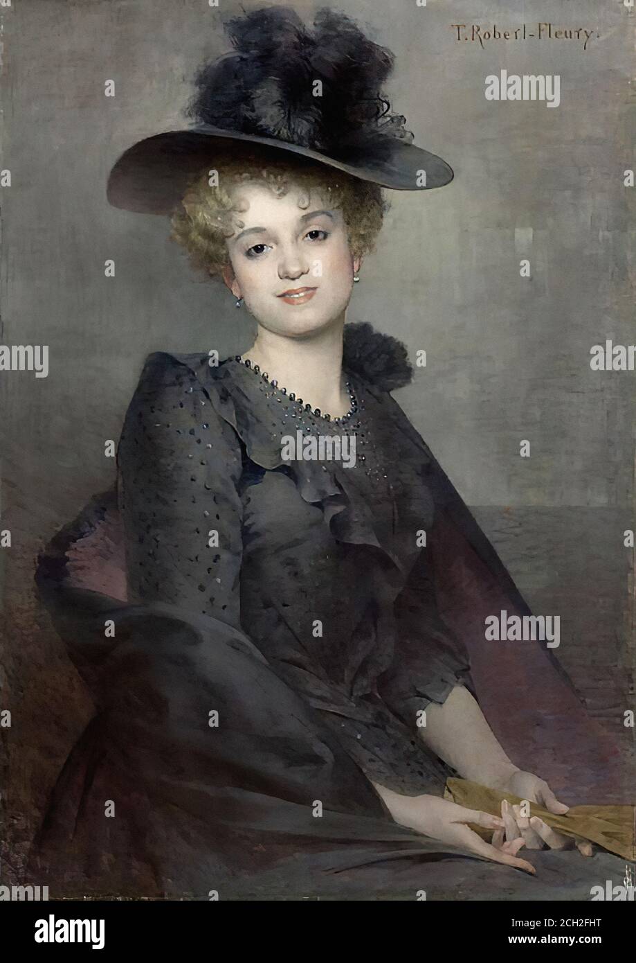 Robert-Fleury Tony - Portrait of a Seated Woman - French School - 19th ...