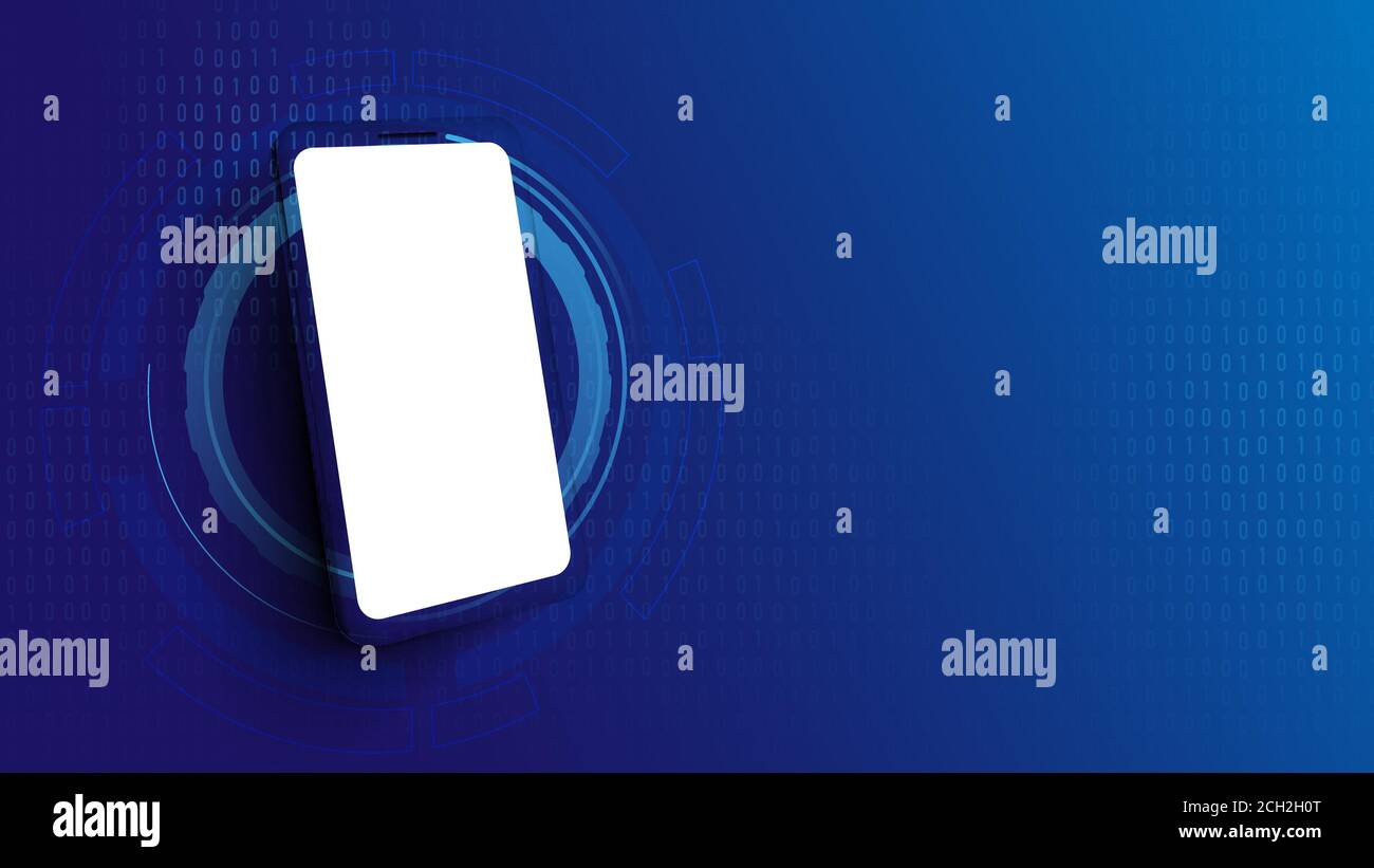 Smartphone blank screen on Technology digital hi tech background ...