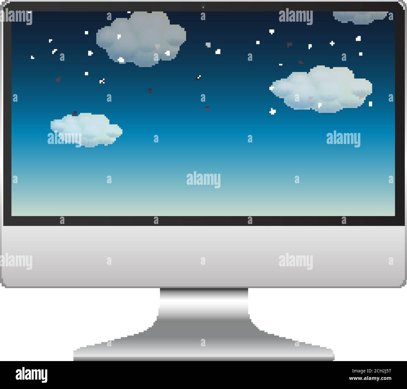Computer with sky on screen desktop illustration Stock Vector Image ...