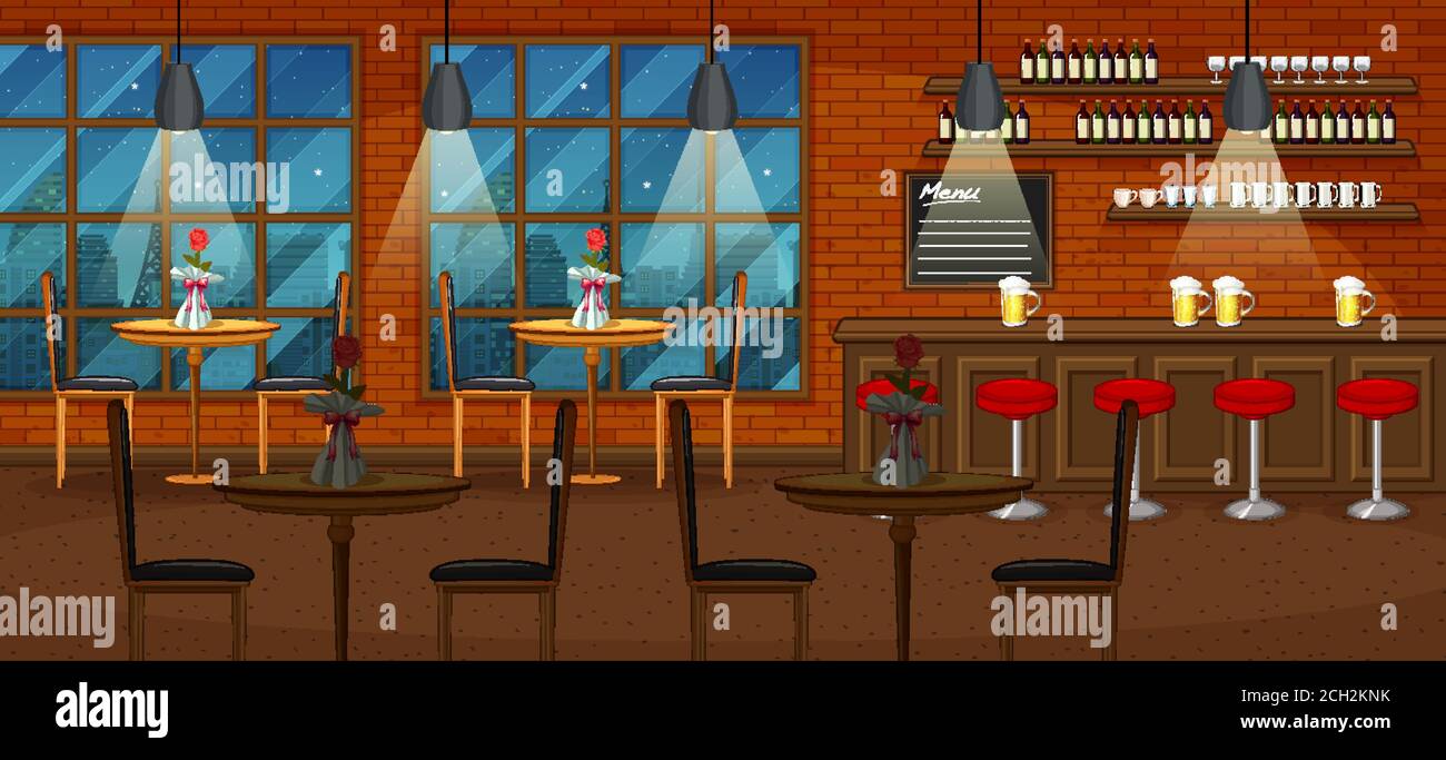 Pub and restaurant background scene illustration Stock Vector Image ...