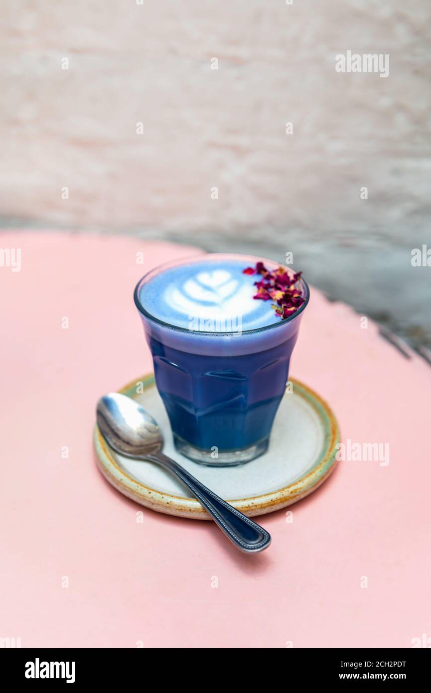 Butterfly Matcha from organic blue matcha Stock Photo - Alamy