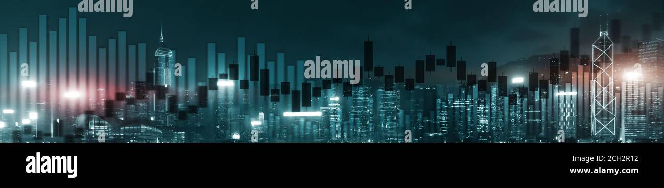 Website header and banner of Hong Kong cityscape with skyscarapers ...