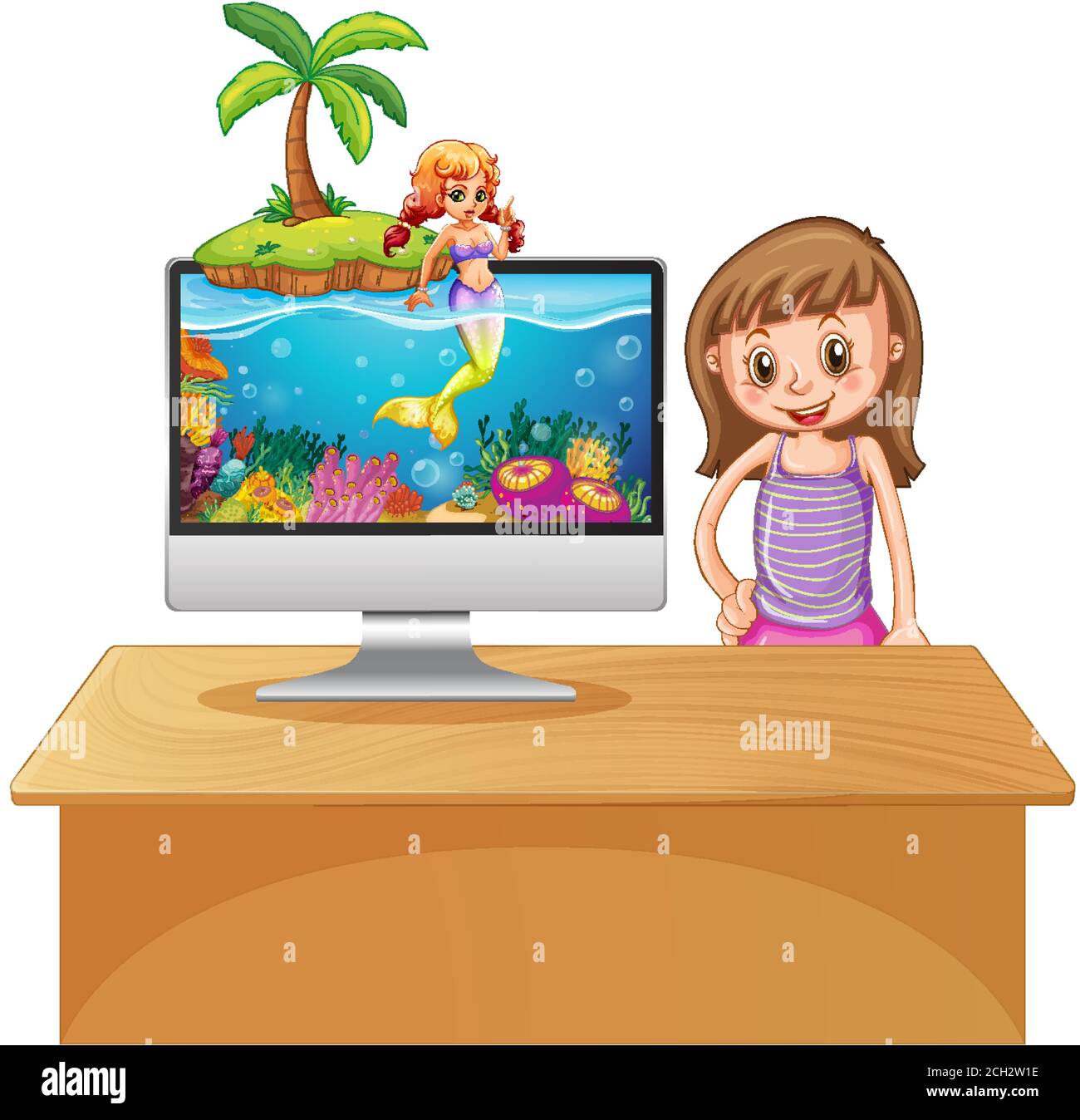 Mermaid on computer screen illustration Stock Vector Image & Art - Alamy