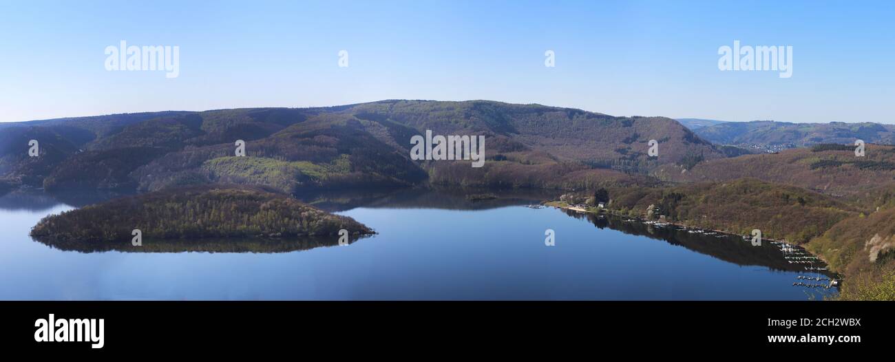 Aerial panoramic view on the Rursee, Germany Stock Photo - Alamy