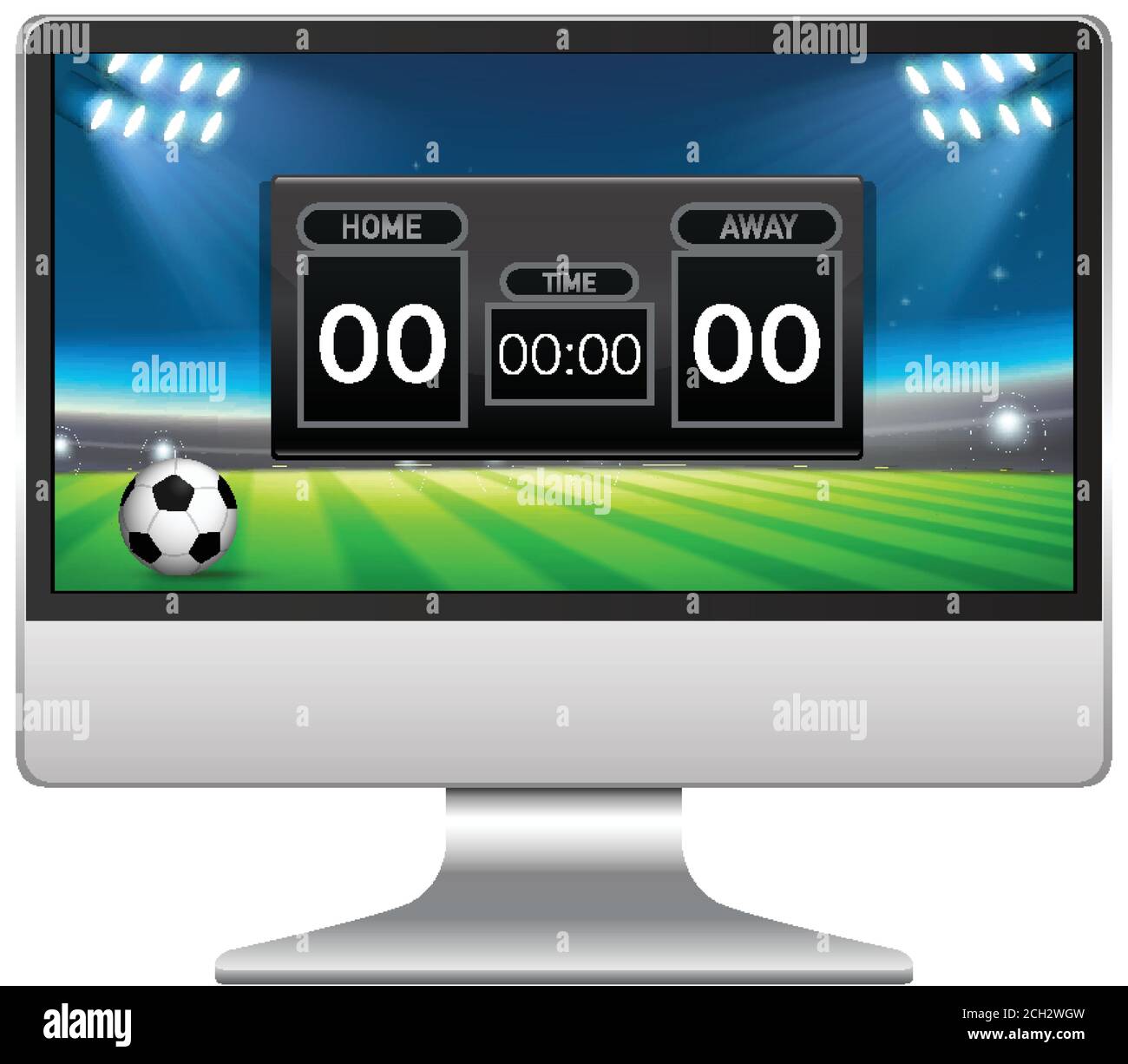 Football match score news on computer screen isolated illustration ...