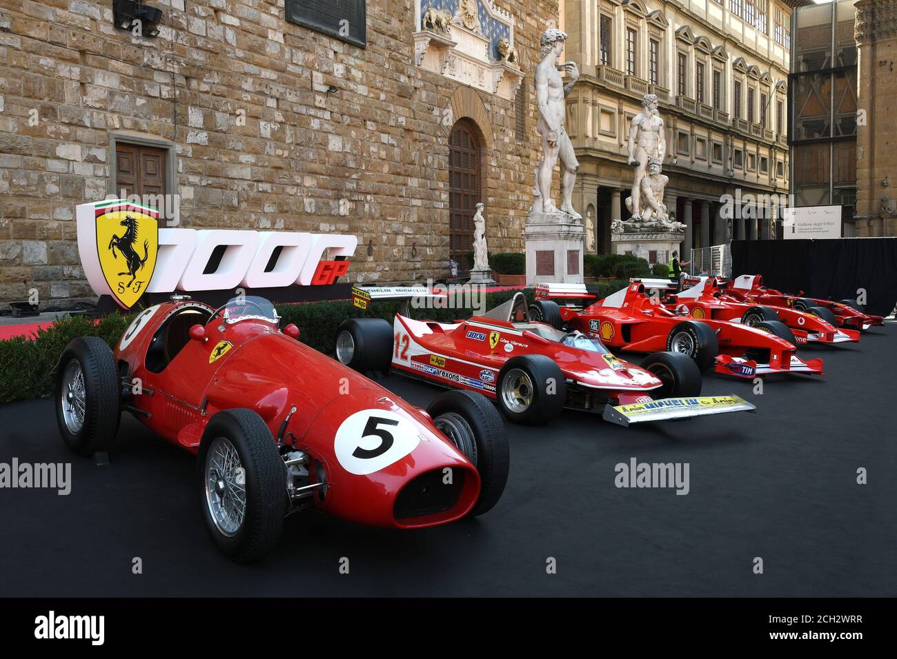 Florence, September 2020: Historic Ferrari F1 cars on display during ...