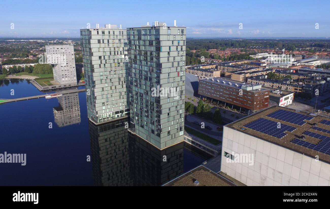 Aerial view on the center of Almere, Netherlands Stock Photo - Alamy