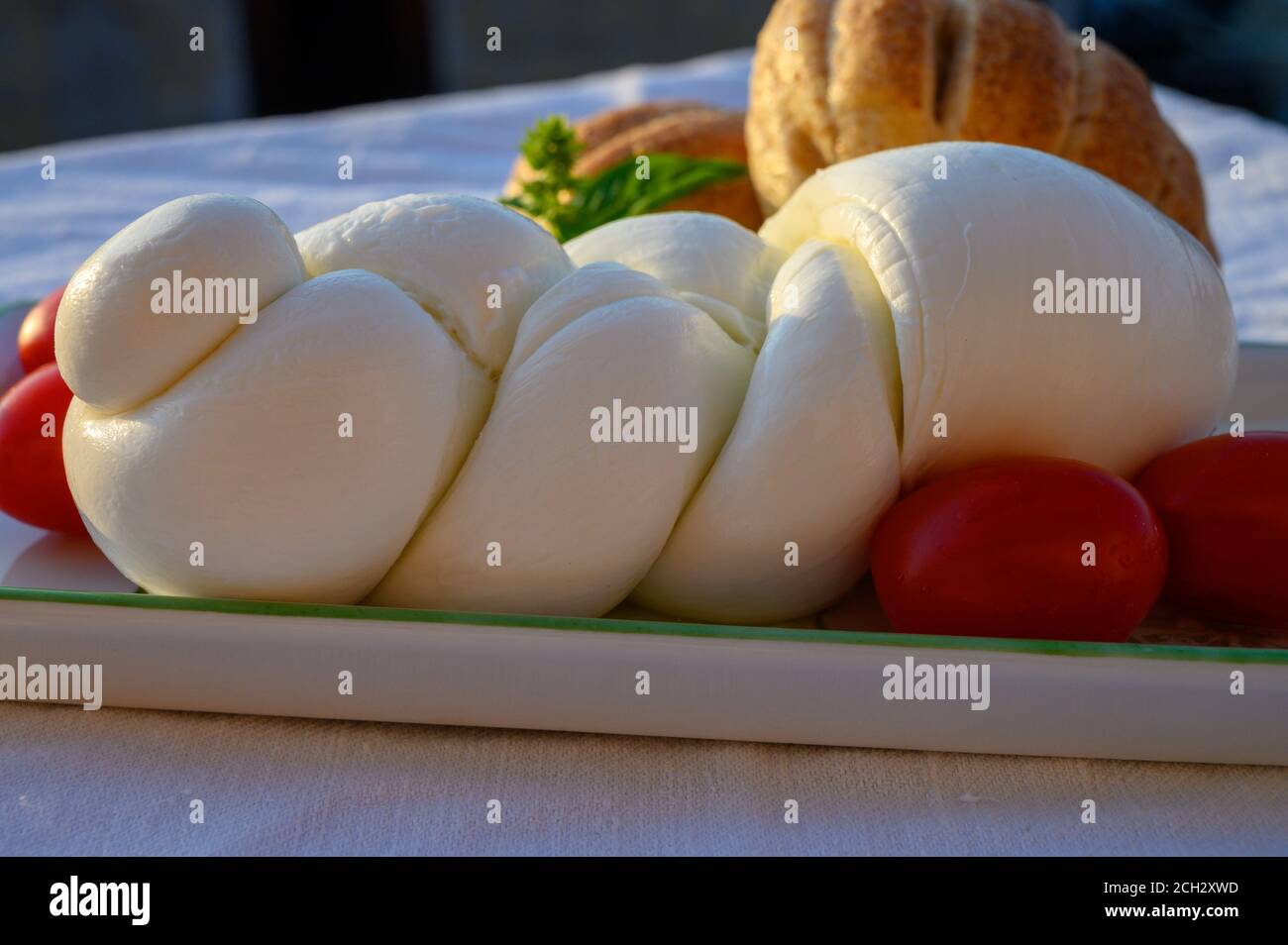 Fresh soft white italian cheese braid mozzarella buffalo made from ...