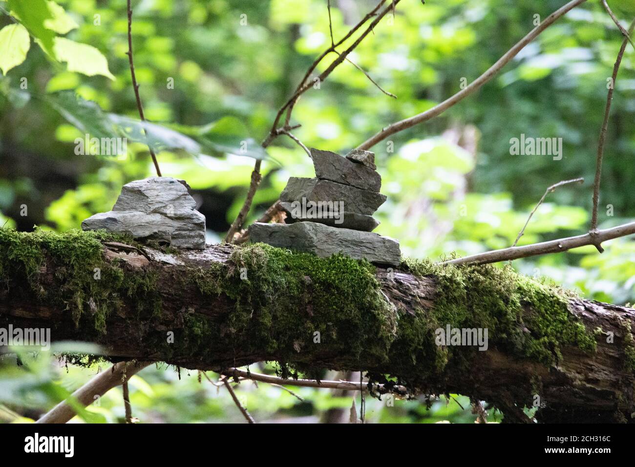 A stack of stones stands on top of each other. Mysterious ritual ...