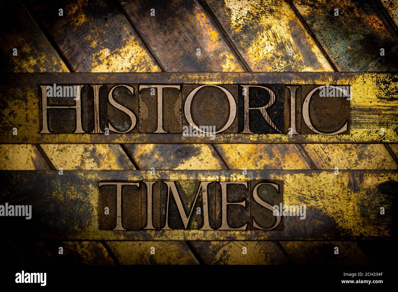Historic Times text formed with real authentic typeset letters on ...