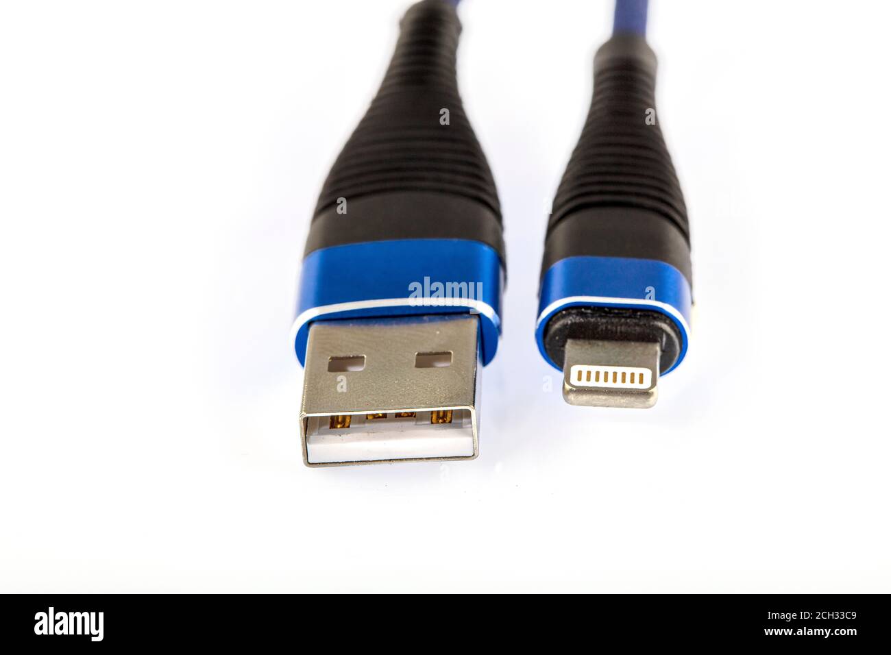 Smart Phone Charger Cable Mockup Isolate on white screen with copy ...