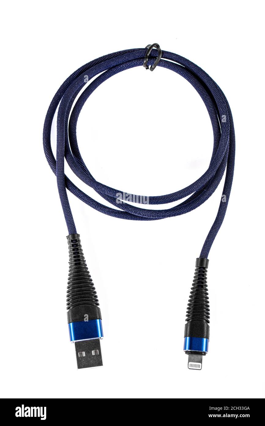 Smart Phone Charger Cable Mockup Isolate on white screen with copy ...