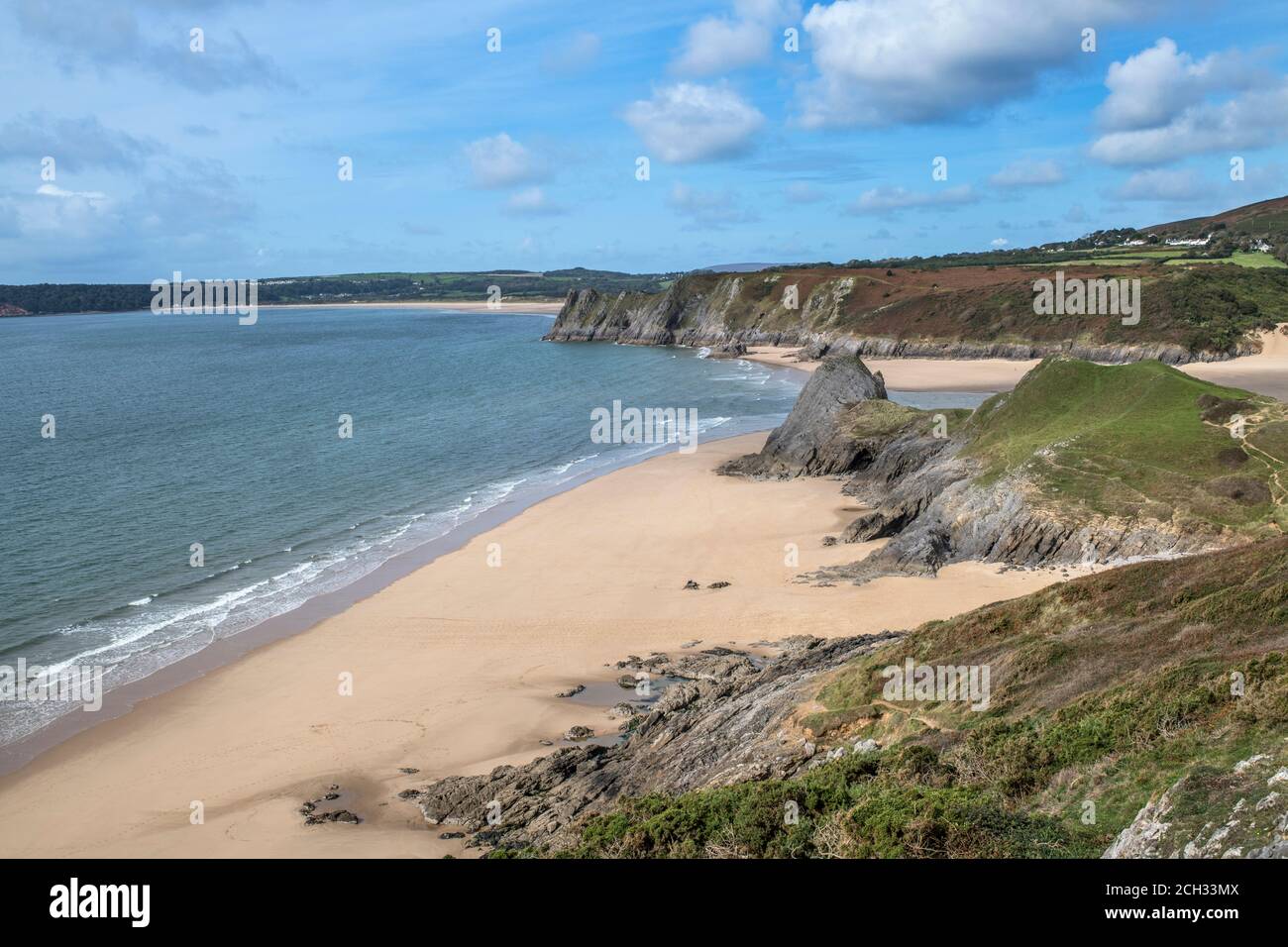 three cliffs bay in the beautiful gower south wales Stock Photo - Alamy