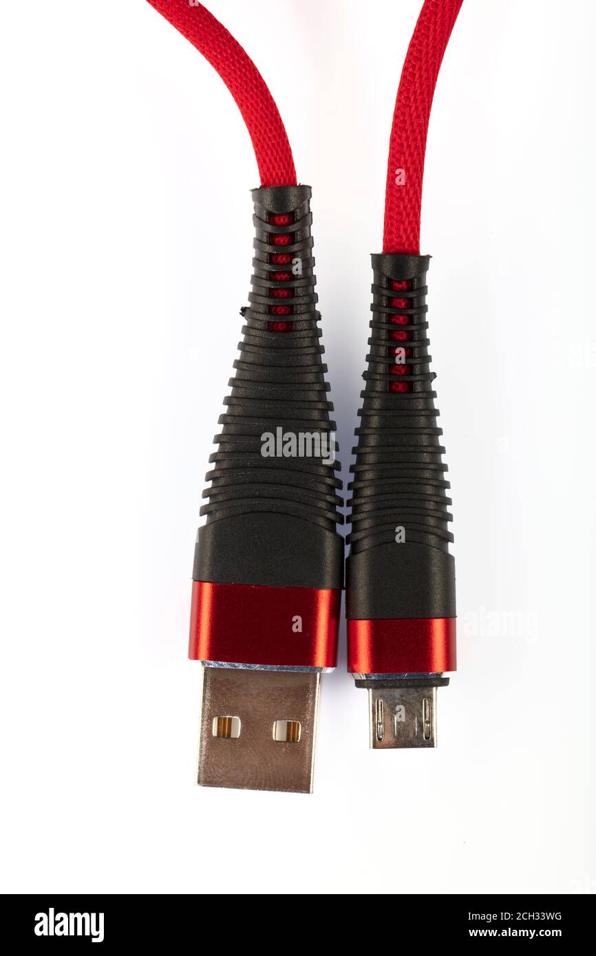 Smart Phone Charger Cable Mockup Isolate on white screen with copy ...