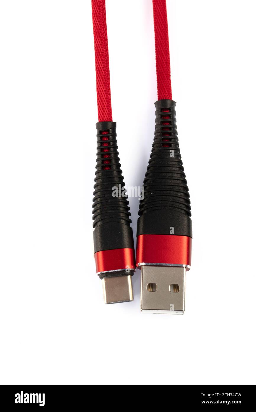 Smart Phone Charger Cable Mockup Isolate on white screen with copy ...