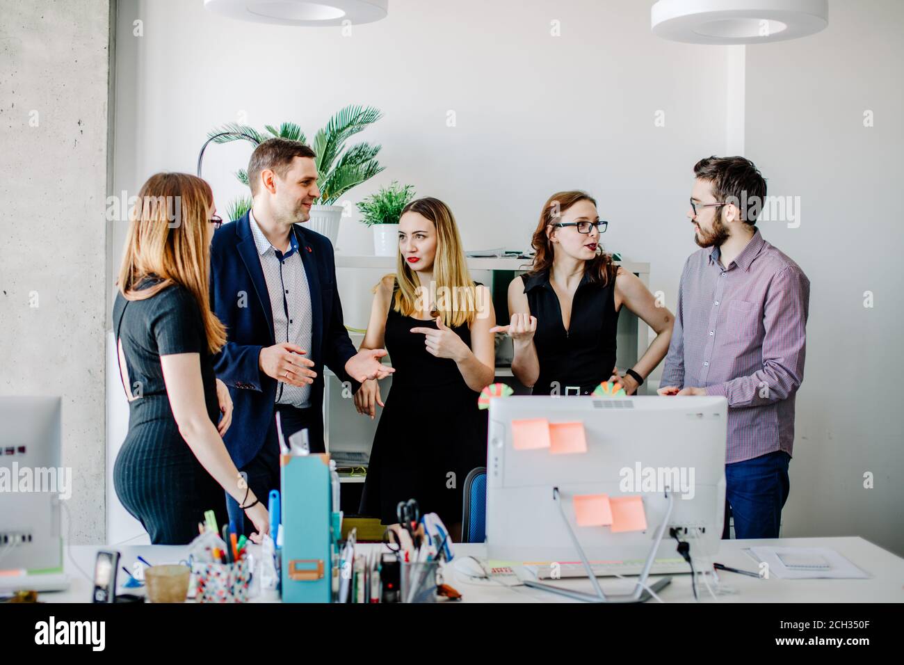solving problems at work with employees. making decision in the office ...