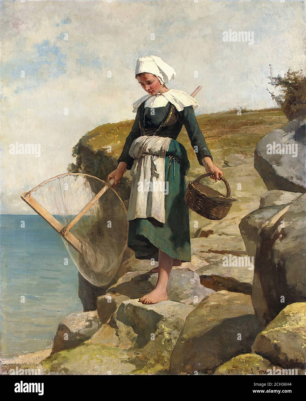 Trayer Jules - the Fishergirl - French School - 19th and Early 20th ...