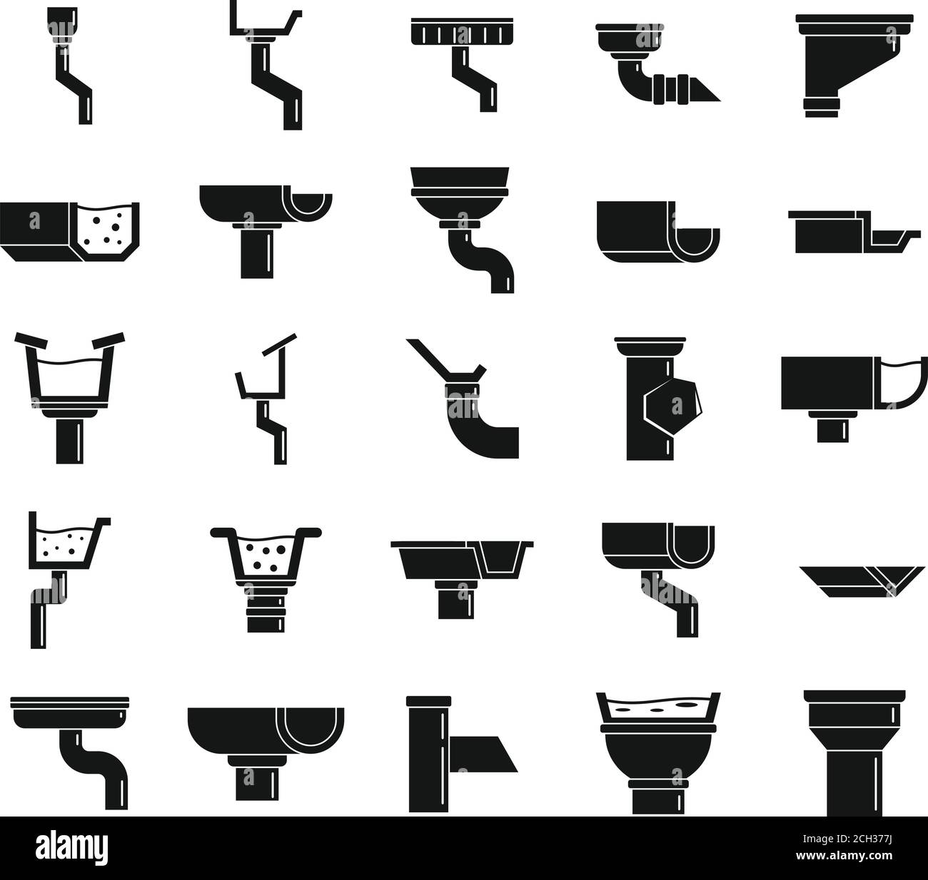 Gutter cover icons set. Simple set of gutter cover vector icons for web ...