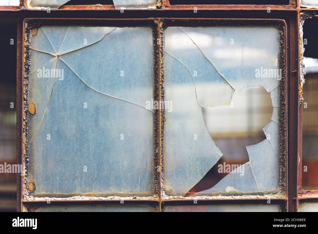 Old cracked and Broken Window in an industrial factory Stock Photo - Alamy
