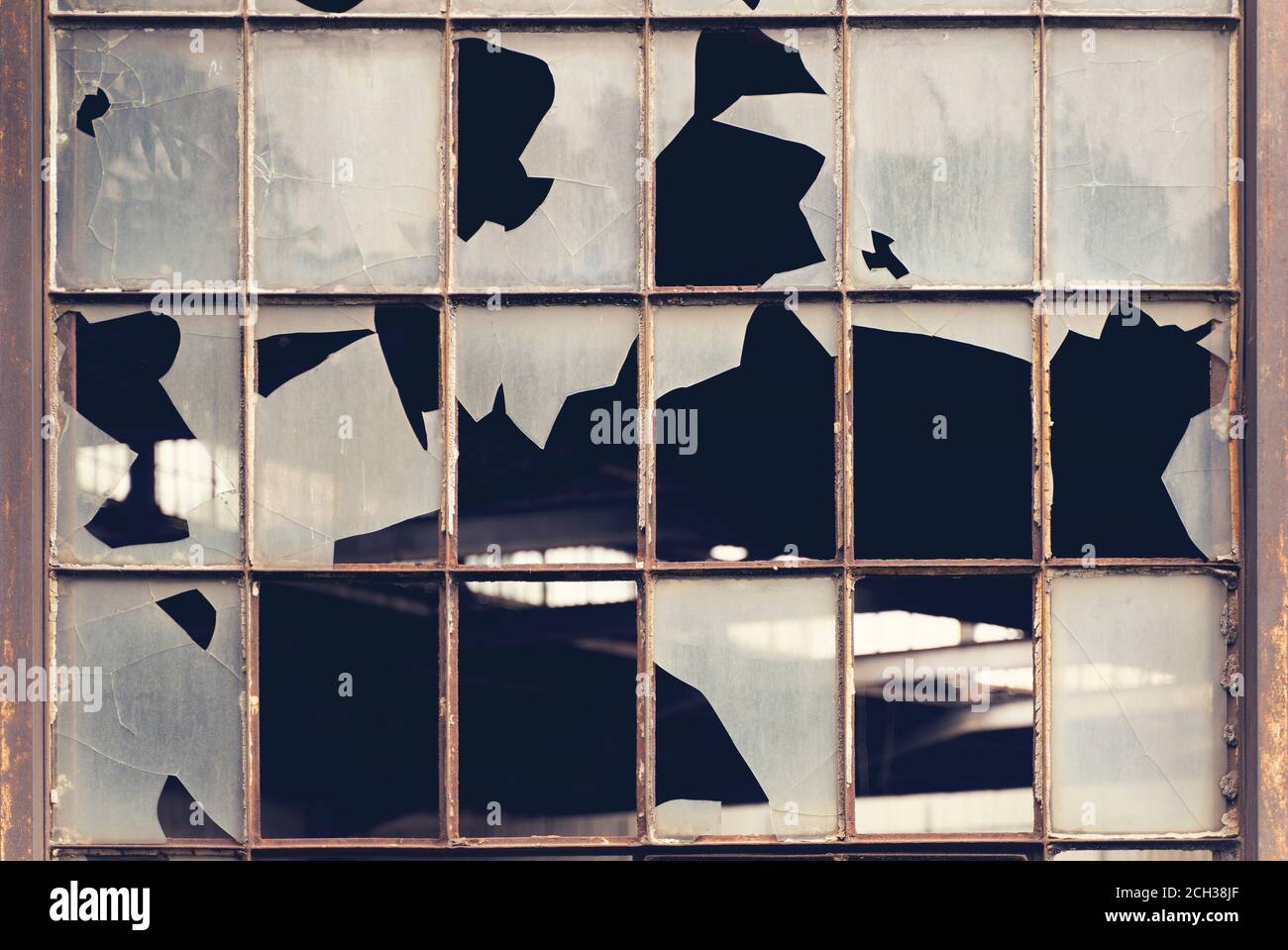 Old cracked and Broken Window in an industrial factory Stock Photo - Alamy