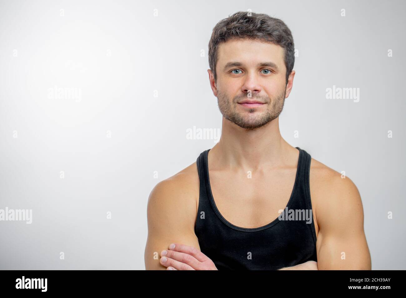 confident muscular man leading healthy lifestyle. slim boxer in the ...