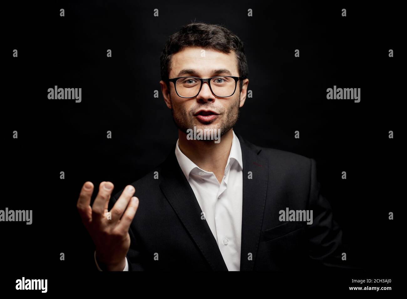 young active leader is explaining the rules of the company. man is ...