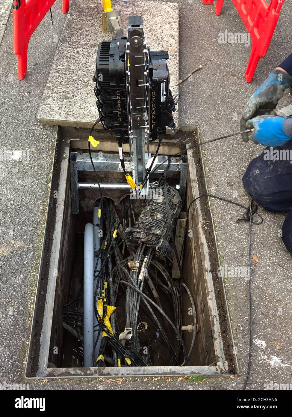 Inspection of the splitter whilst Installing full fibre broadband to a ...
