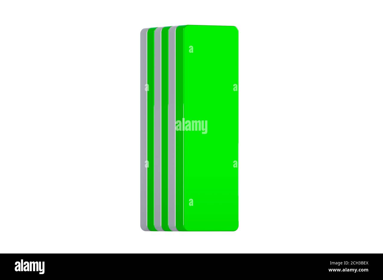 Green Letter I, layered font. 3D rendering isolated on white background ...