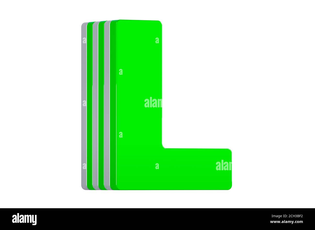 Green Letter L, layered font. 3D rendering isolated on white background ...